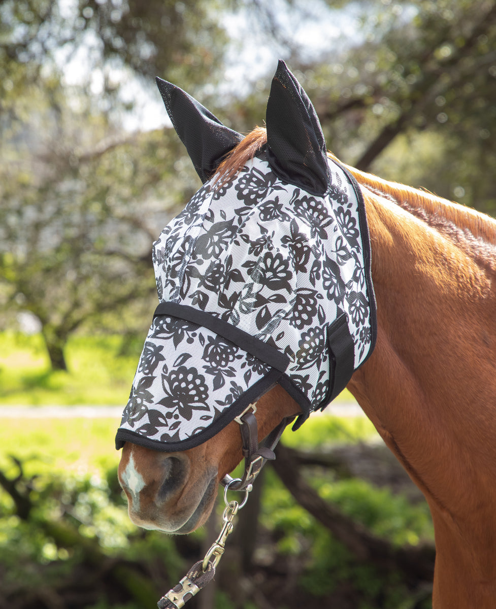 Dandy Papercut Floral Fly Mask with Ears and Detachable Nose – MackeyUSA